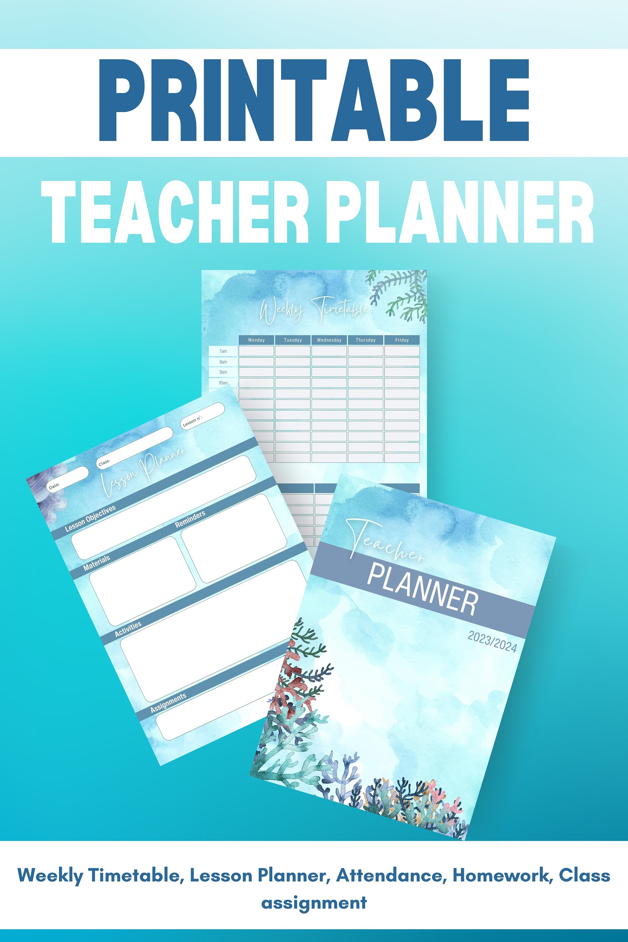 Digital Download, Printable, Teacher Planner, Academic Planner, Weekly ...