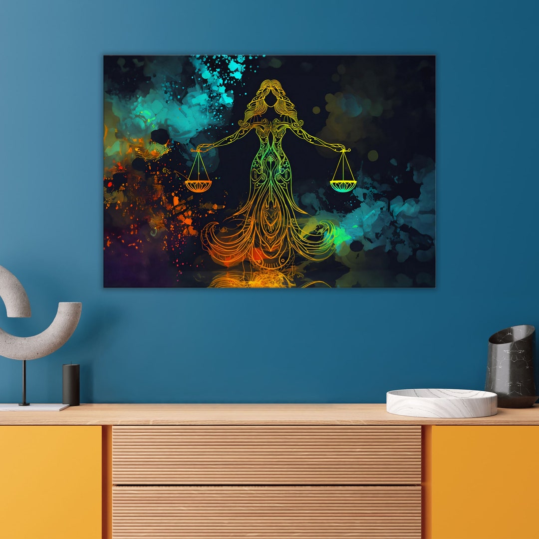 Canvas Wall Art | Libra Zodiac No.4 | Astrology Art Home Decor, Office ...