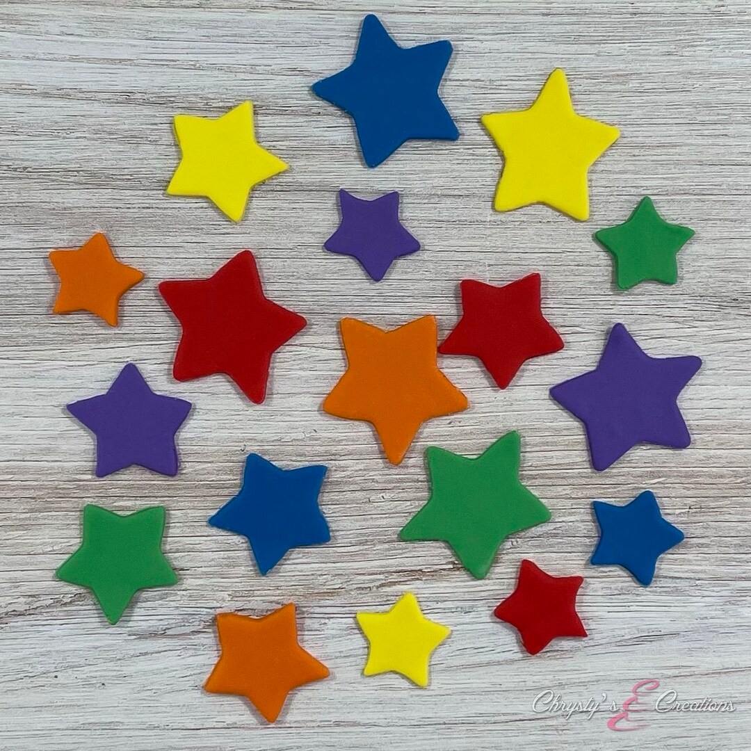 12 Fondant Stars | Fondant Toppers - Etsy