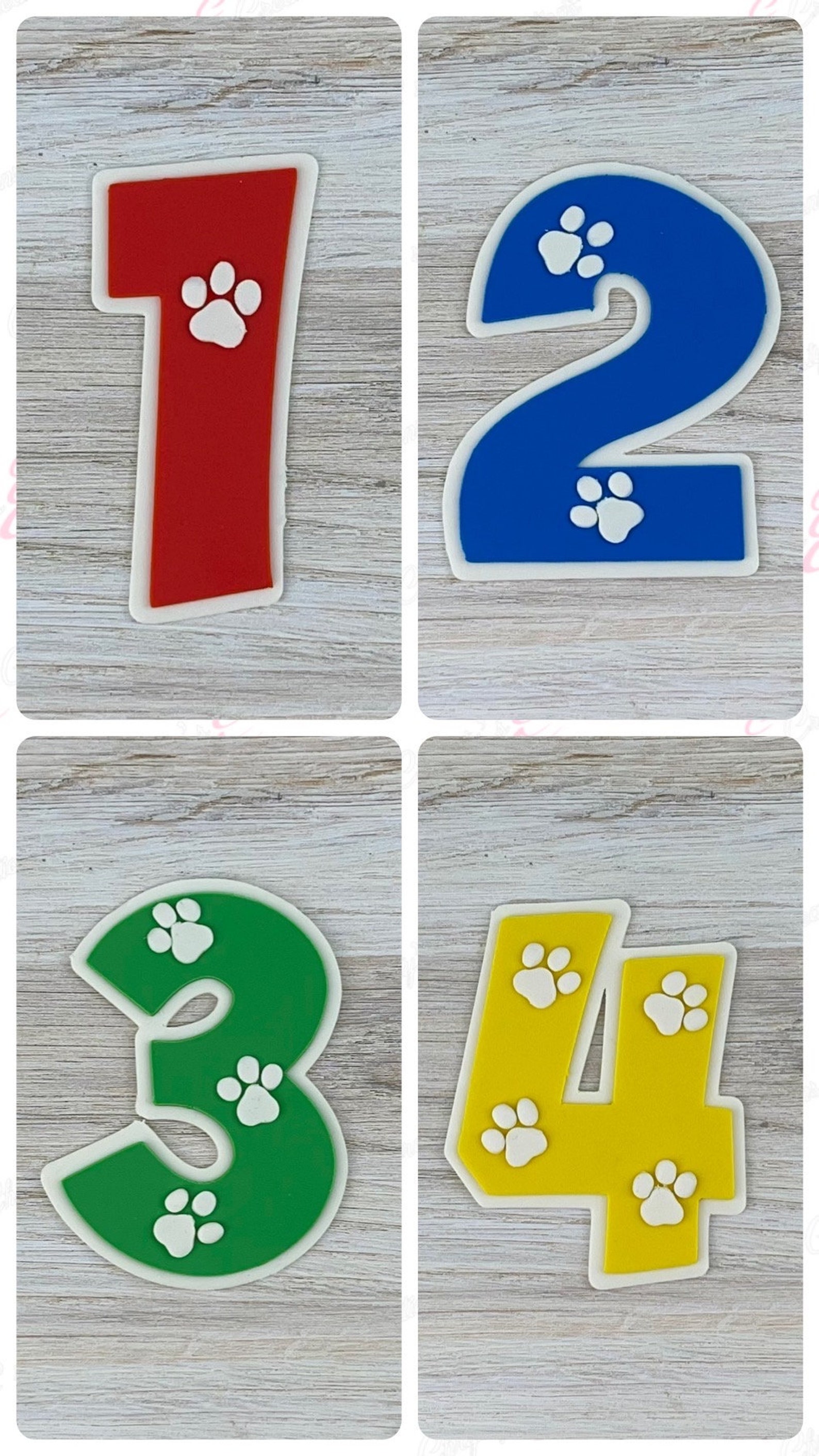 Paw Print Numbers - Patrol Party | Edible Fondant Toppers - Etsy