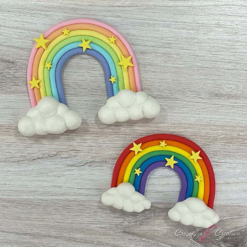 Rainbow Fondant Cake Topper - Etsy