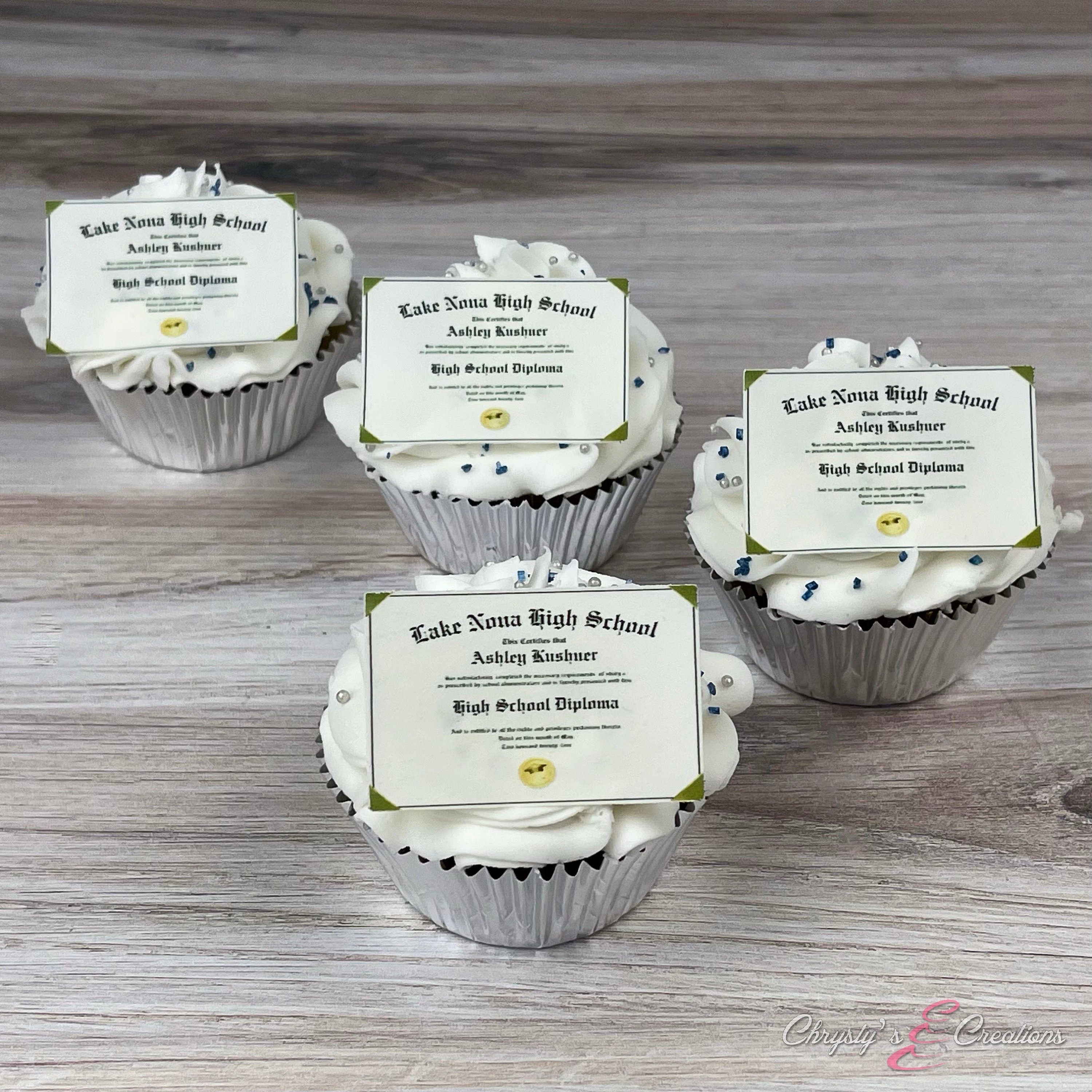 Custom Graduation Diplomas - 24 Pre-cut Edible Toppers | Class of 2026 ...