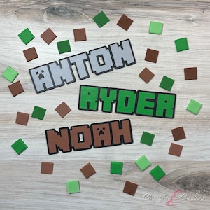 Pixel Gamer Name Topper | Fondant Cake Topper - Etsy