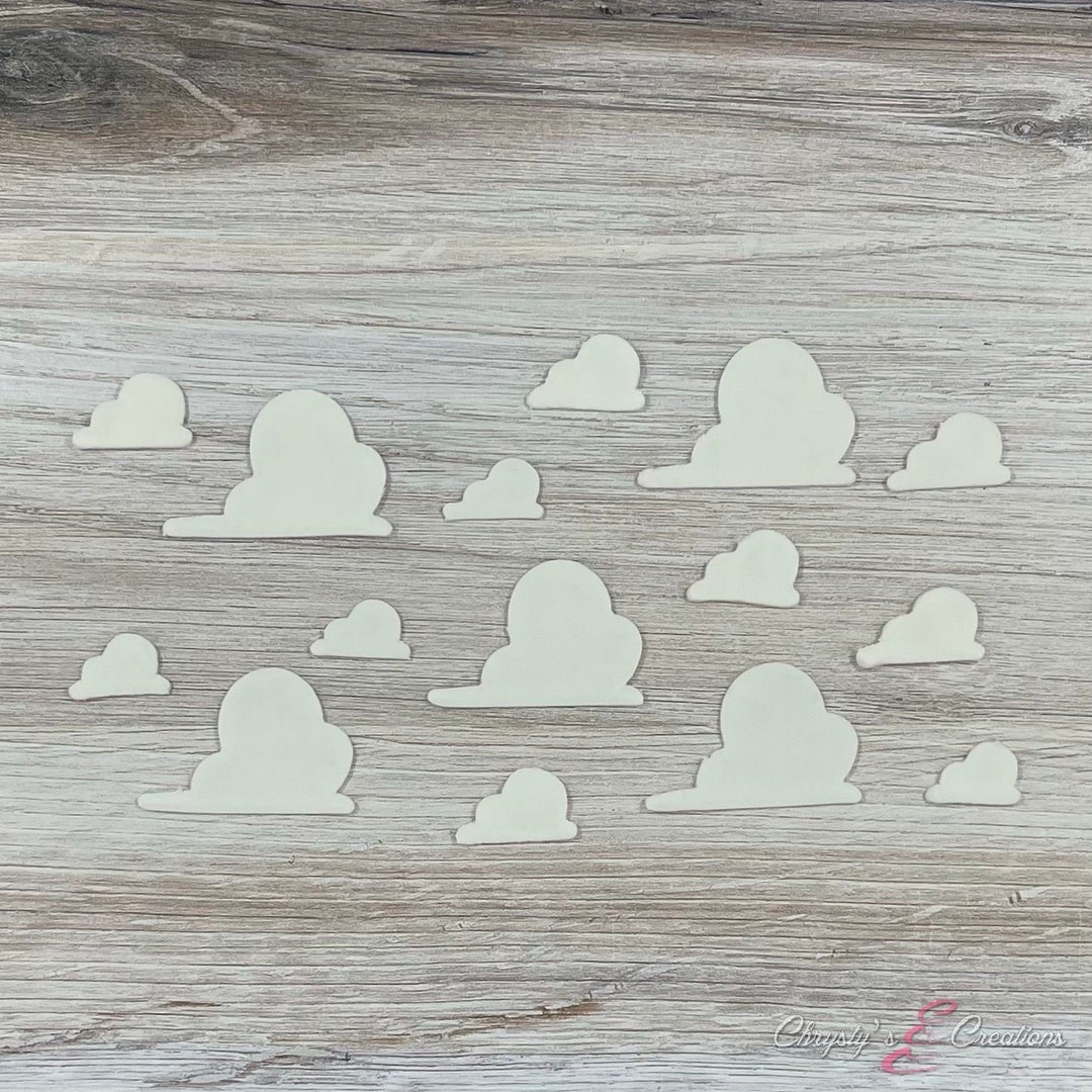 2D Fondant Themed Clouds - 24 Count | Fondant Cake Toppers - Etsy
