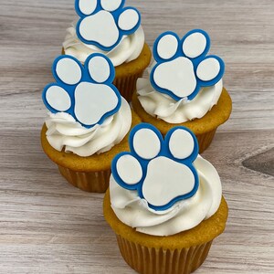Paw Prints - Blue Dog Themed Party Decor | Edible Fondant Toppers - Etsy
