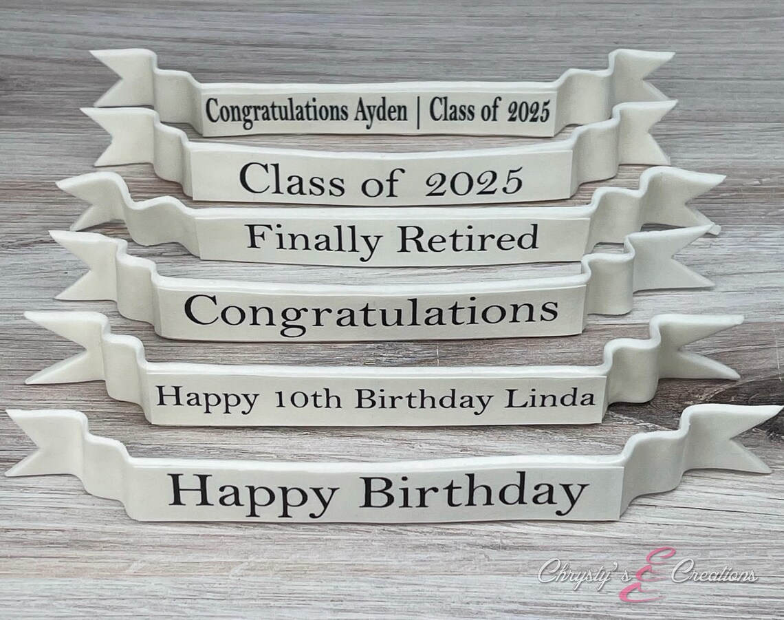 Fondant Banner, Ribbon, and Cake Topper | Cake Decoration for ...
