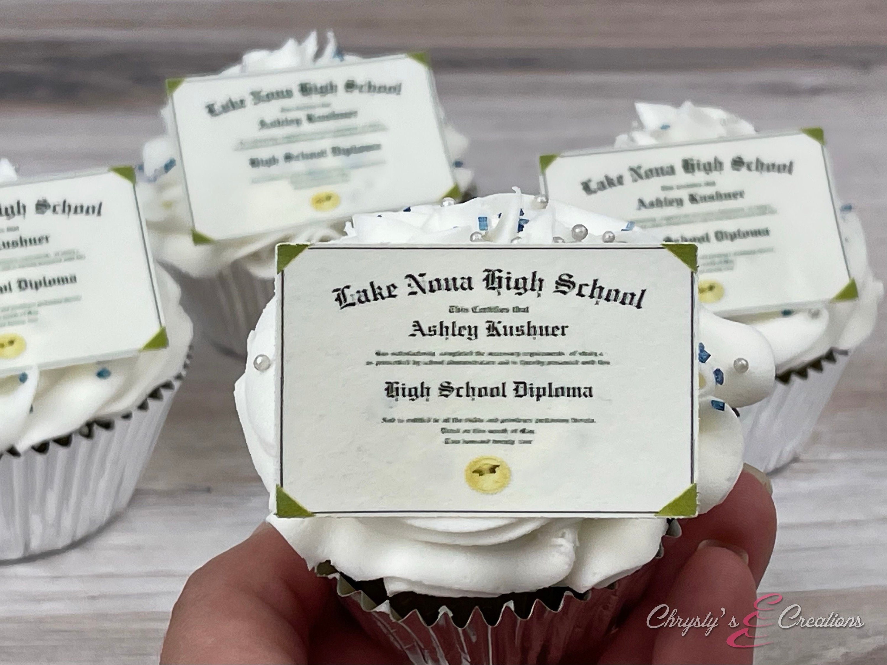 Custom Graduation Diplomas - 24 Pre-cut Edible Toppers | Class of 2026 ...