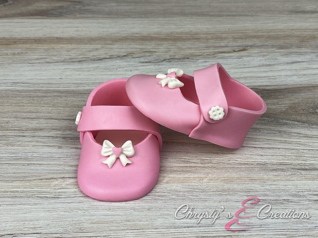 Pink Baby Girl Fondant Shoes Topper – Edible Baby Shower or First ...