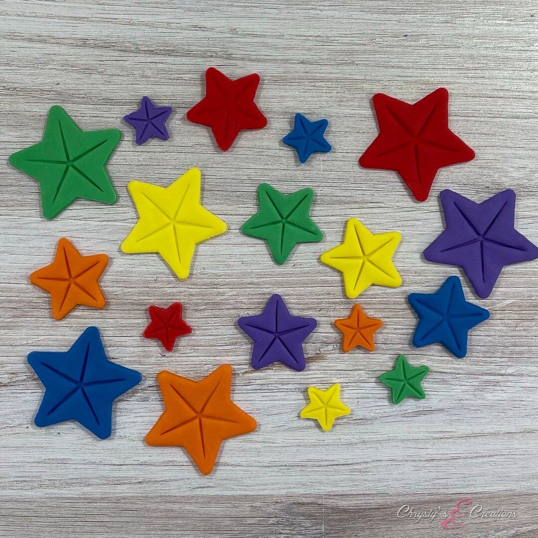 12 Fondant Stars | Fondant Toppers - Etsy
