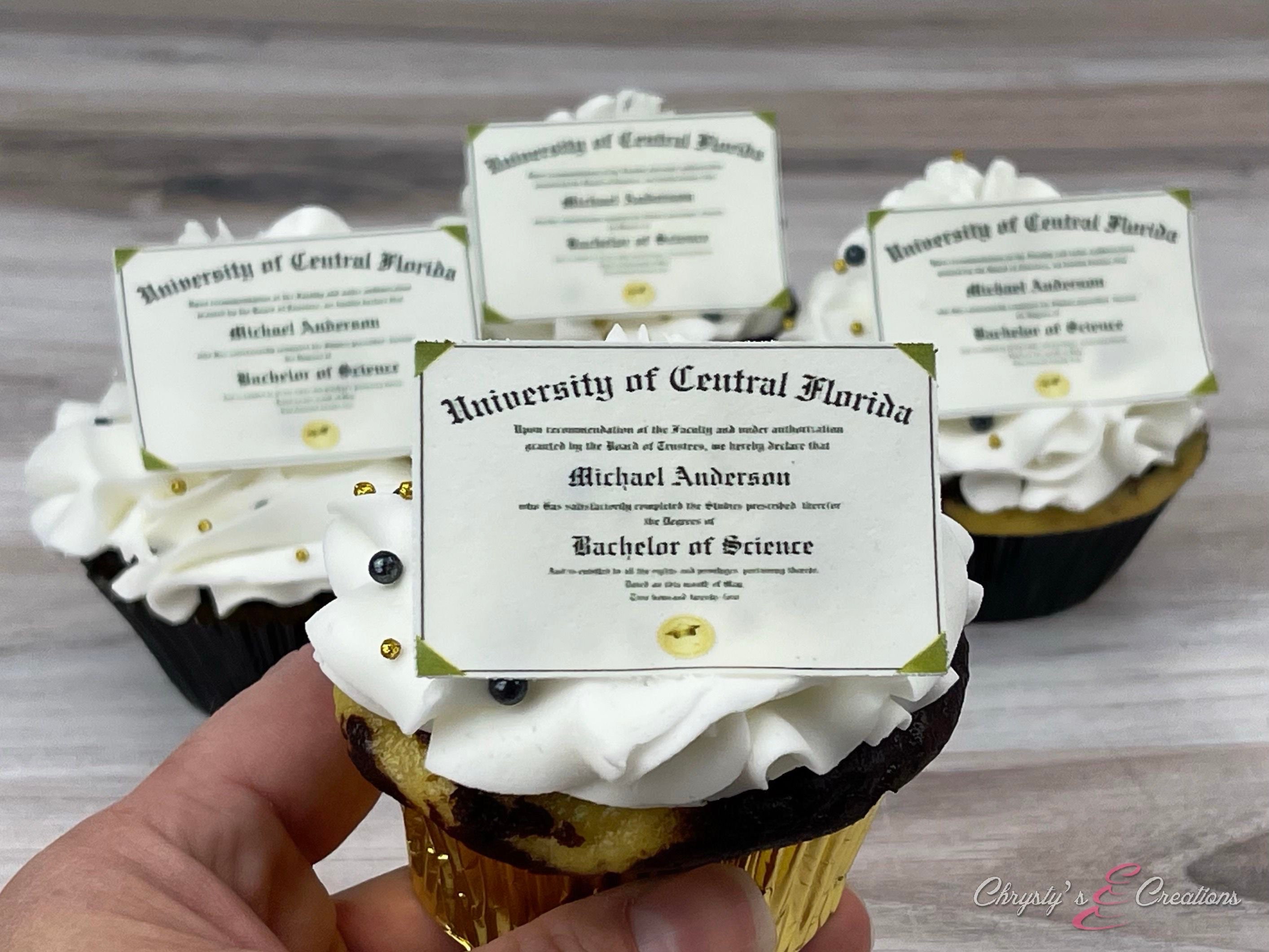 Custom Graduation Diplomas - 24 Pre-cut Edible Toppers | Class of 2026 ...