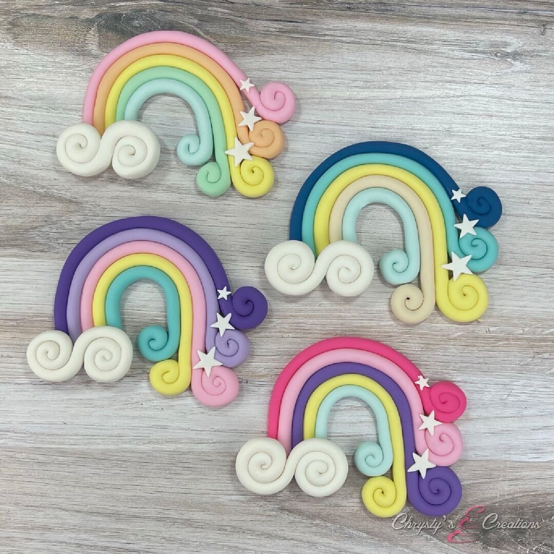 Rainbow Swirls | Fondant Cake Topper - Etsy