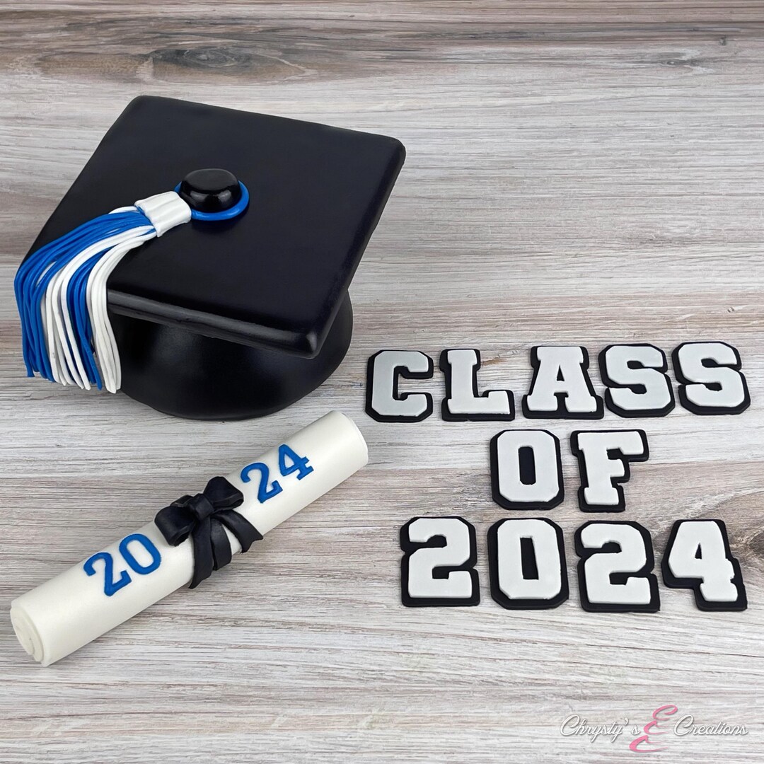 Fondant Graduation Cap, Diploma, and Accessories | Fondant Toppers - Etsy