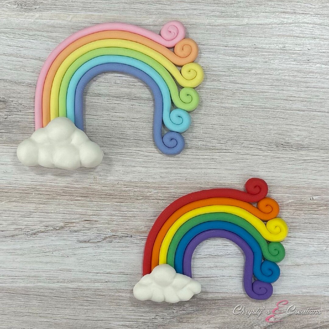 Rainbow Swirls | Fondant Cake Topper - Etsy
