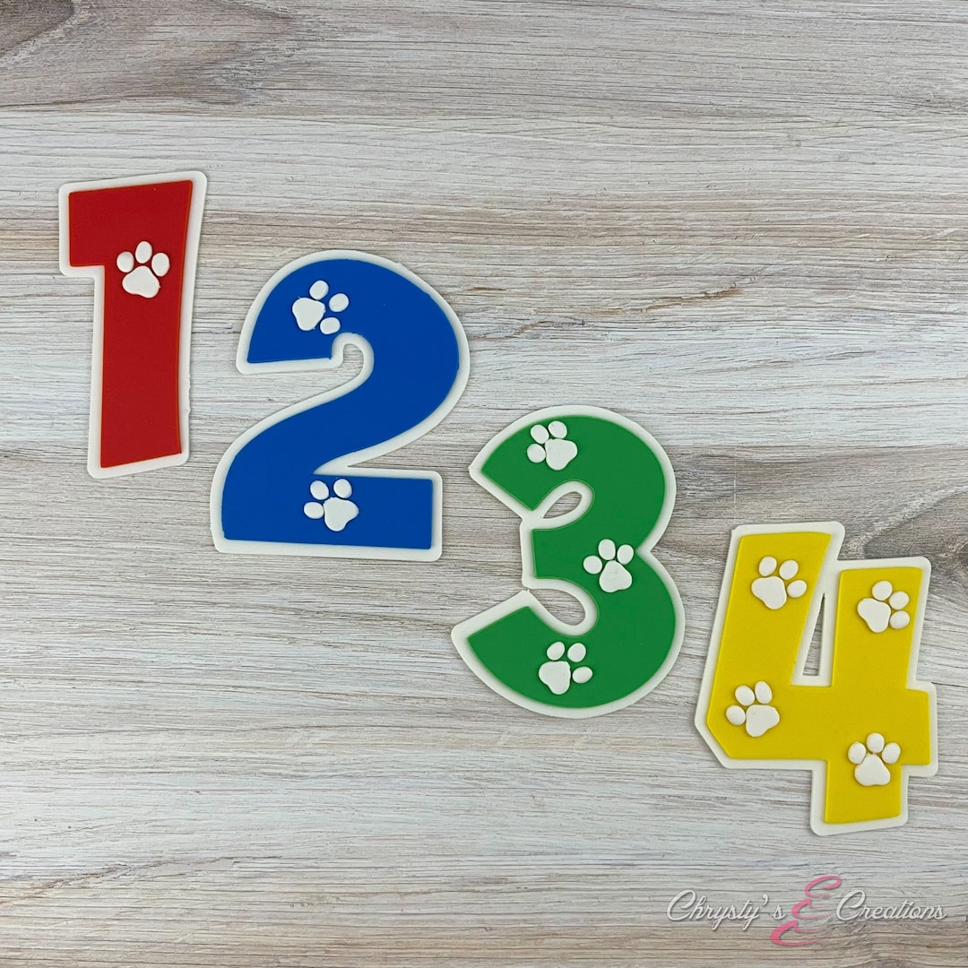 Paw Print Numbers - Patrol Party | Edible Fondant Toppers - Etsy