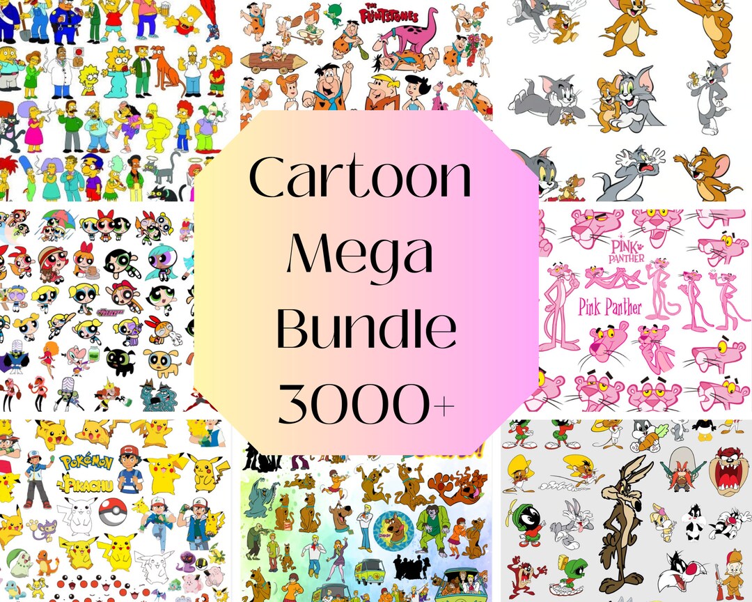 Cartoon Mega SVG Bundle - Over 3000 Designs! Cricut, SVG, PNG, Dxf - Etsy