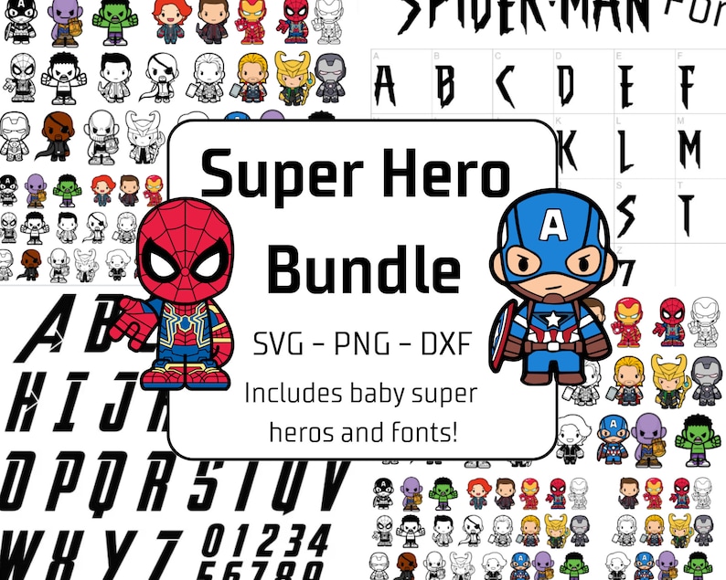 Super Hero SVG Bundle - Fonts and Baby Super Heroes, Cricut, SVG Files ...