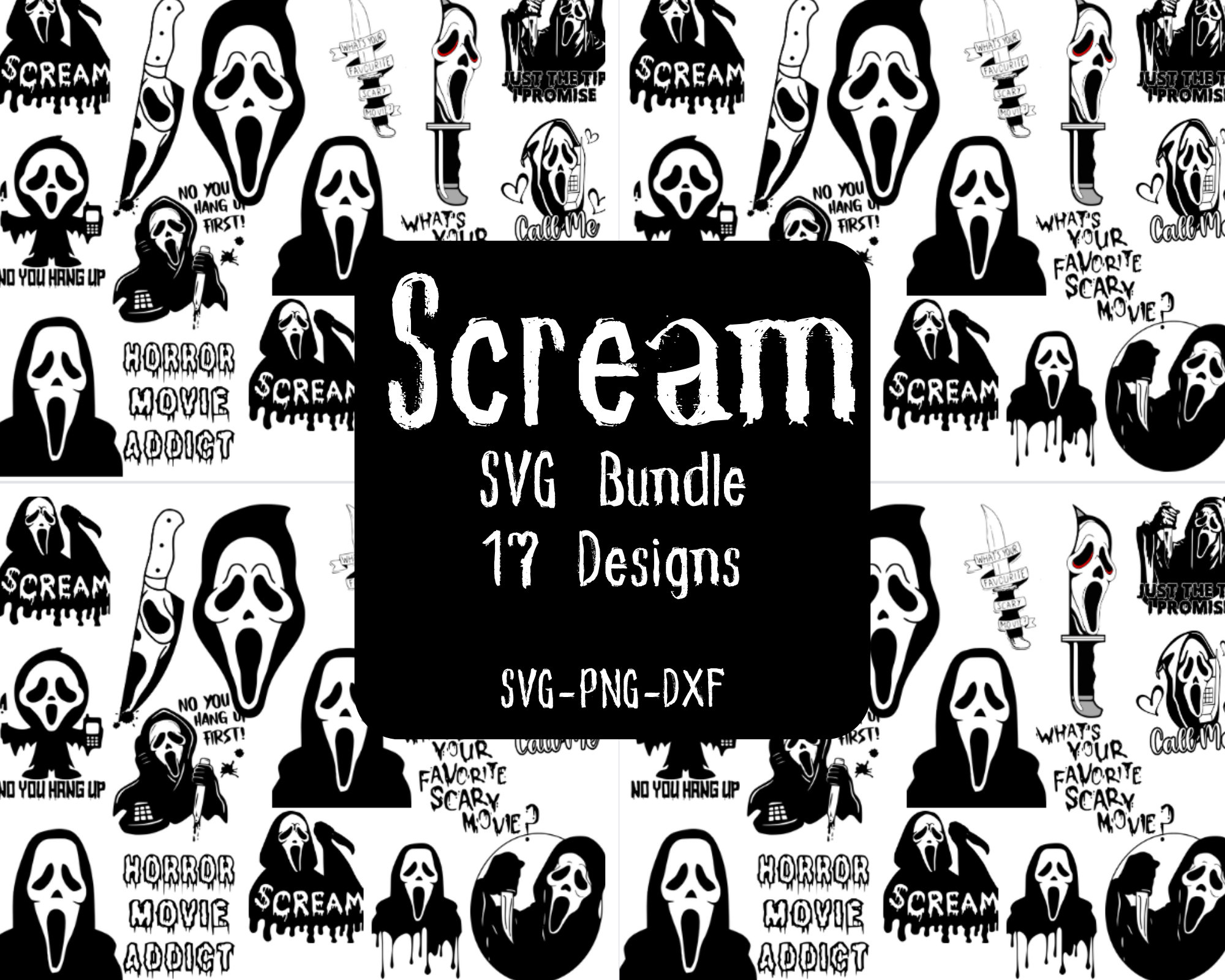 SCREAM Halloween SVG Bundle 17 Designs, Png, Svg, Pdf, and Dxf - Etsy