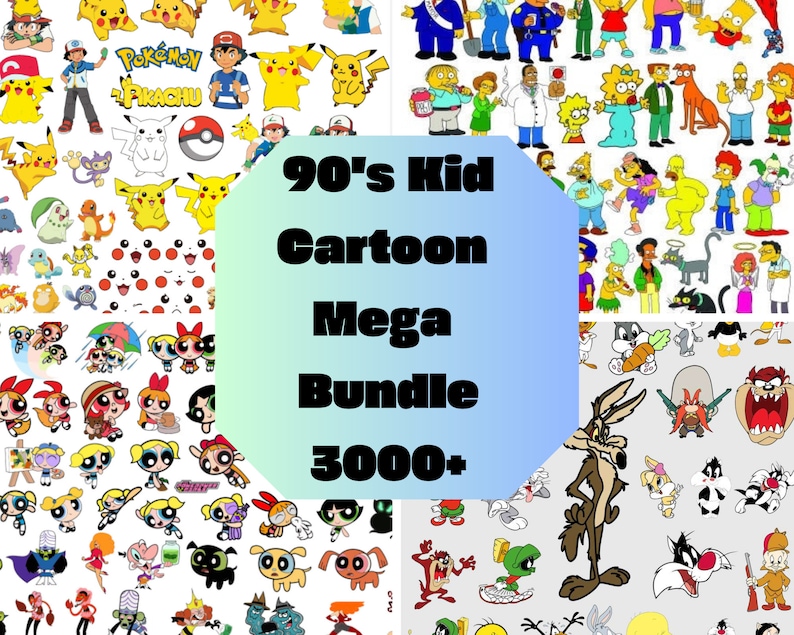 90's Kid Cartoon Mega Bundle SVG - Over 3000 Designs! Dxf, Svg, Eps ...