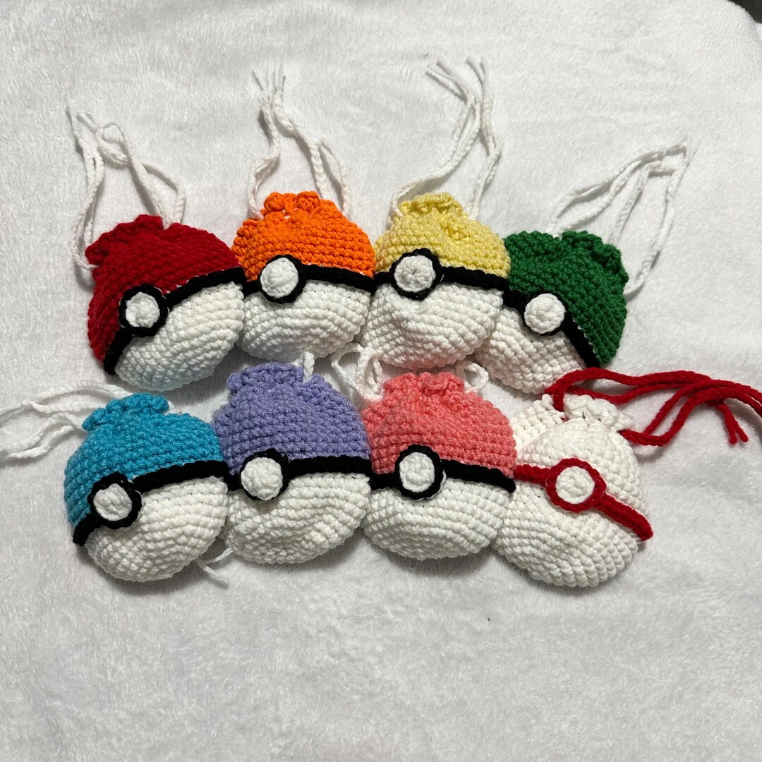 POKÉMON Pokéball HANDMADE Crochet Drawstring Card and Dice Bag - Etsy