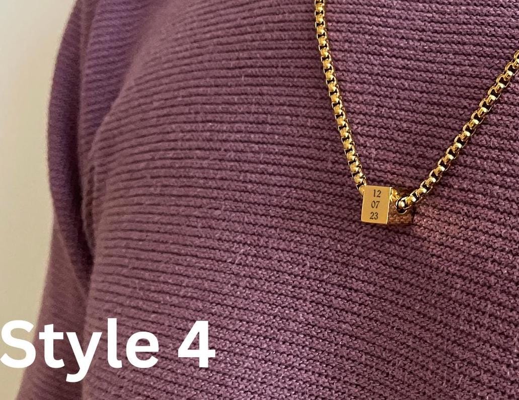 Custom 3D Gold Cube Name Necklace for Him, Personalized 4 Sides Gold ...