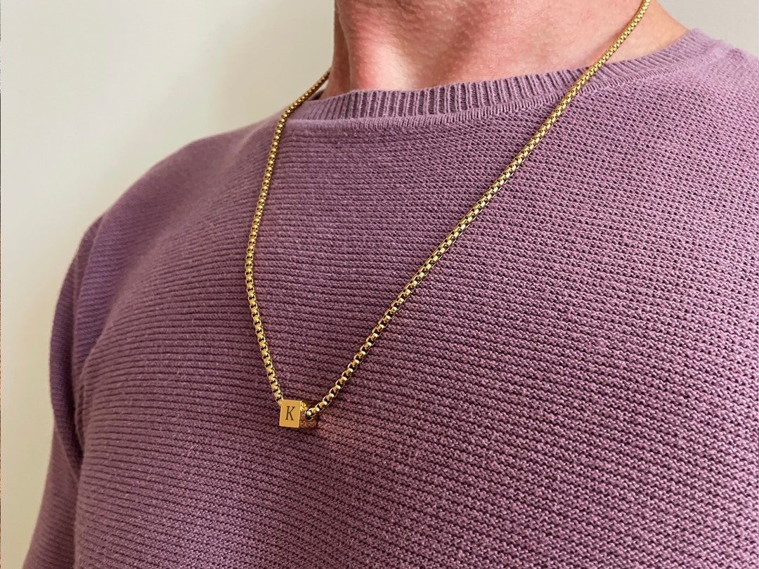 Custom Cube Name Necklace Personalized Gold Cube Charm Couples Jewelry ...