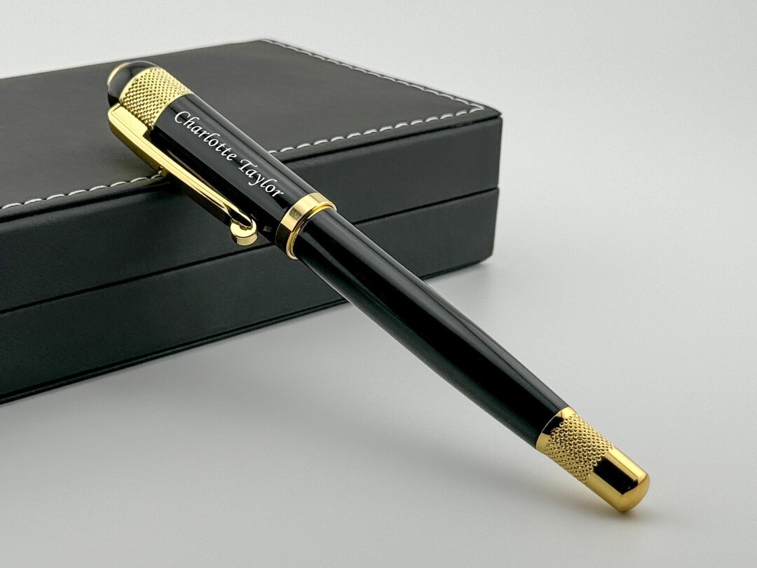 Custom Engraved Name Pen, Personalized Black Glossy Roller Pen, Doctor ...