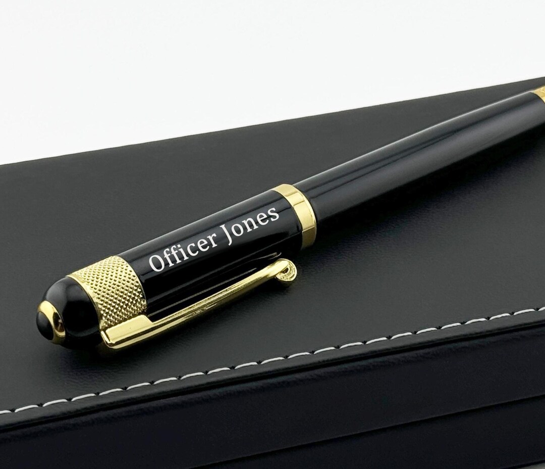 Personalized Engraved Black Roller Pen –gift for Officers, Custom Name ...
