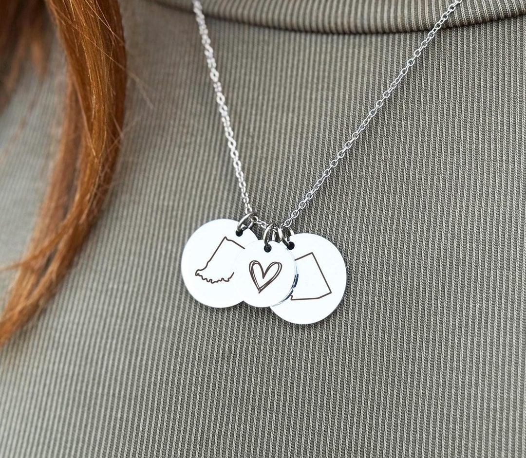 Custom State Coordinates Engraved Necklace - Personalized Map Pendant ...