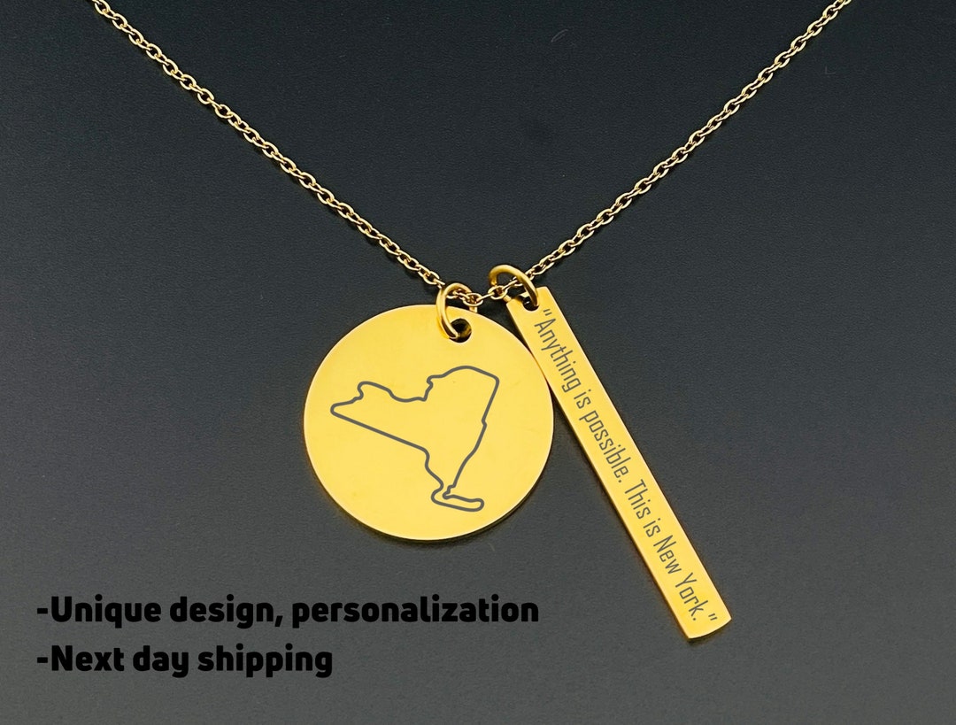 Custom State Engraved Necklace Personalized State Necklace Engraved ...
