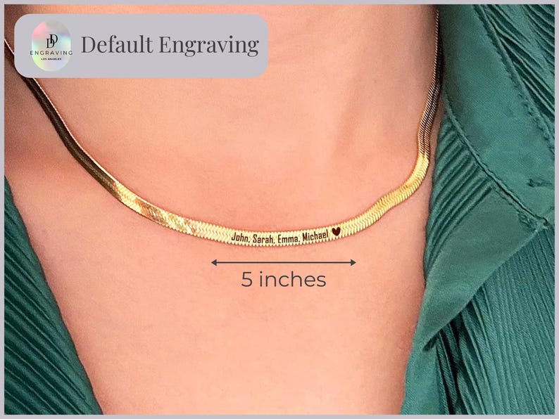 Engraved Snake Chain Necklace – Personalized 14K Gold Herringbone ...