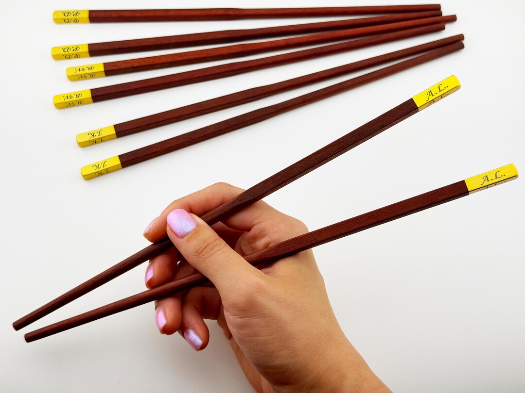 Personalized Wedding Chopsticks – Engraved Red Sandalwood Set, Custom ...
