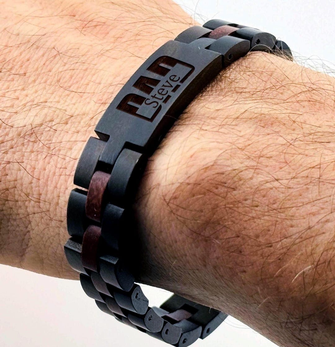 Engraved Wooden Bracelet for Dad or Grandpa – Personalized Men's ...