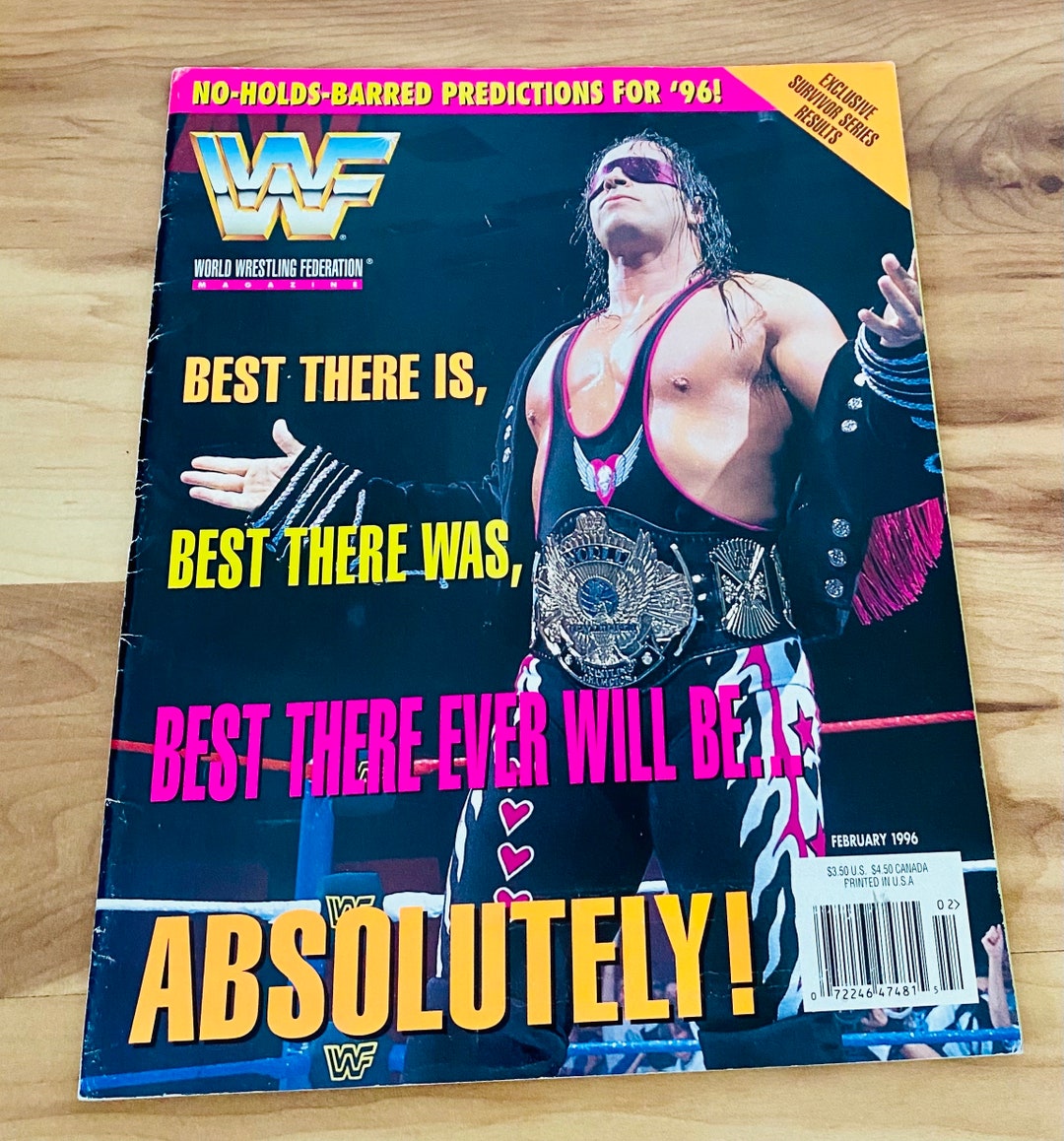 WWF Magazine February 1996 Bret Hart Cover With Cutout Sunny Calendar ...