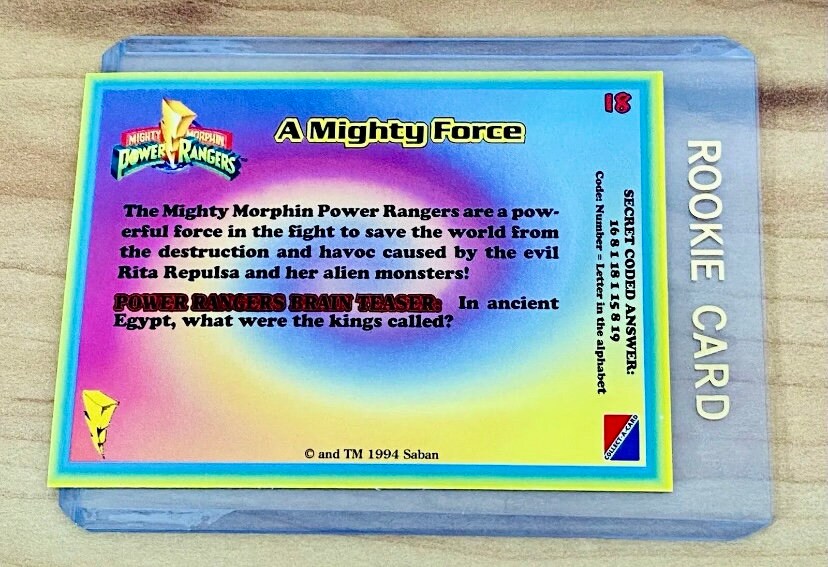Mighty Morphin Power Rangers Rookie Card 18 A Mighty Force 1994 Saban ...