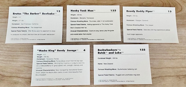 1990 Classic WWF Lot of 5 Cards WWE Legends Macho Man, Rowdy Piper ...