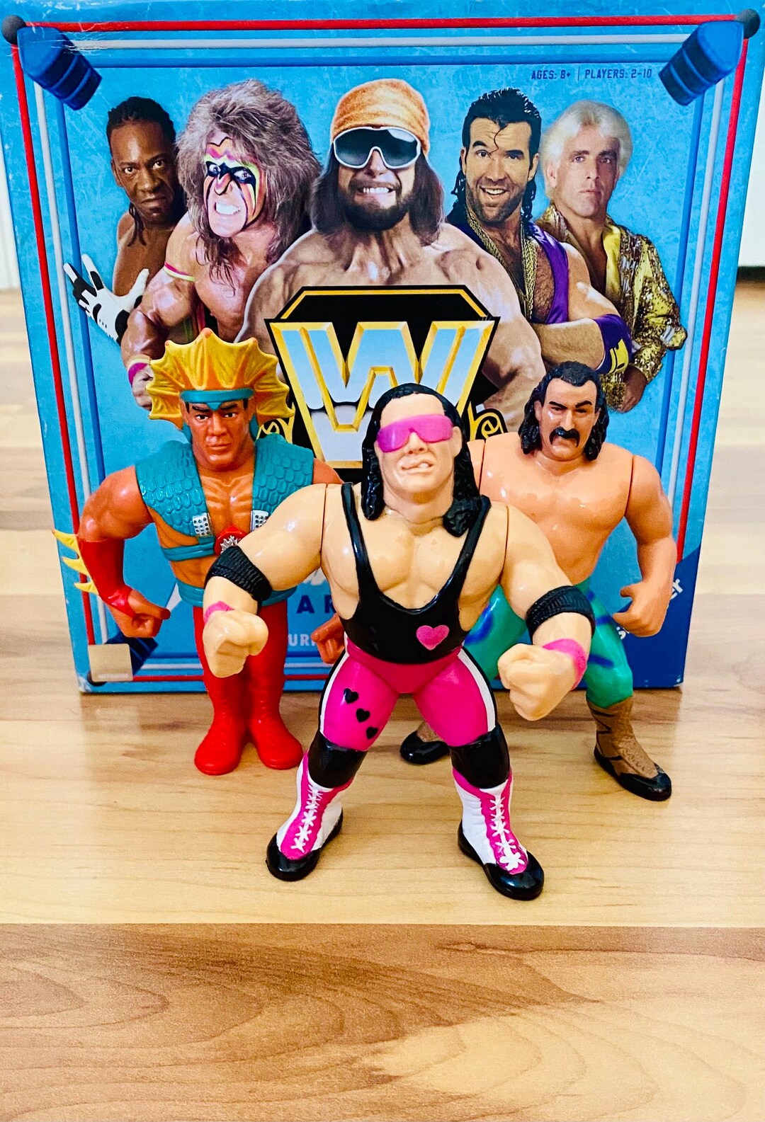 WWF Hasbro Lot Bret Hart Jake the Snake Ricky Steamboat Figures WWE ...