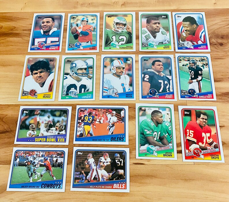1988 Topps Football Huge Lot Of 16 Cards Reggie White, John Elway
