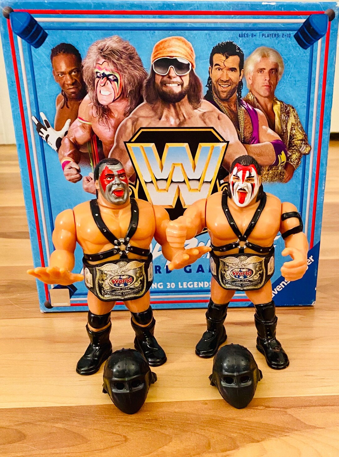 Demolition WWF Hasbro Figures AX and Smash W/ Hasbro Masks & Belts Very ...