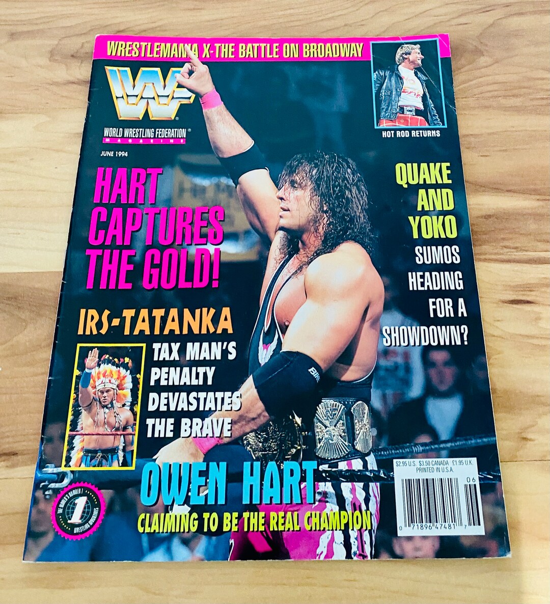 WWF Wrestling Magazine June 1994 Bret Hart Hart Iconic Cover WWE - Etsy
