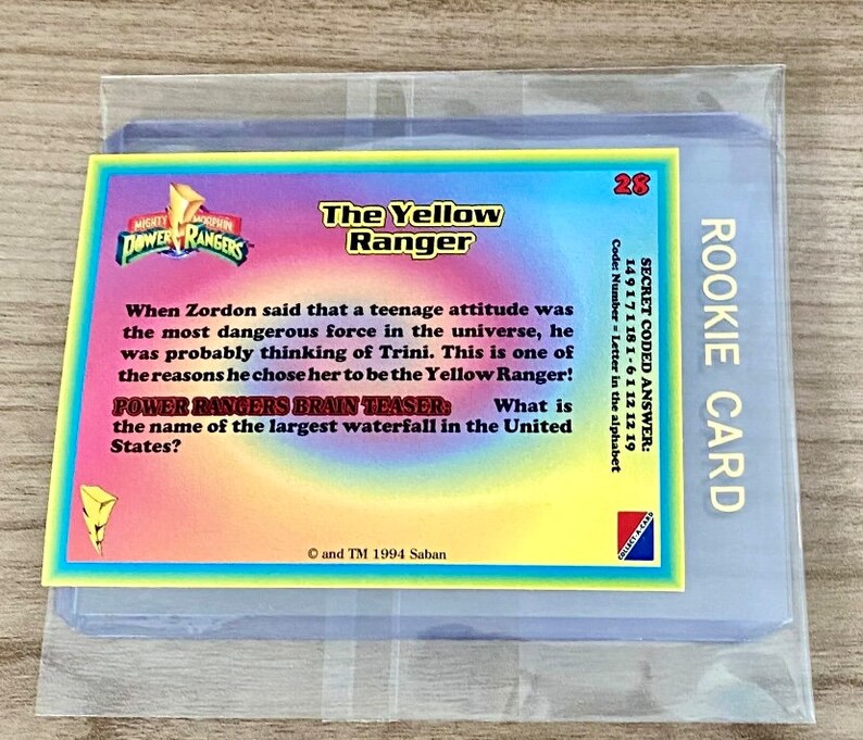 1994 Saban Mighty Morphin Power Rangers Card 28 the Yellow Ranger ...