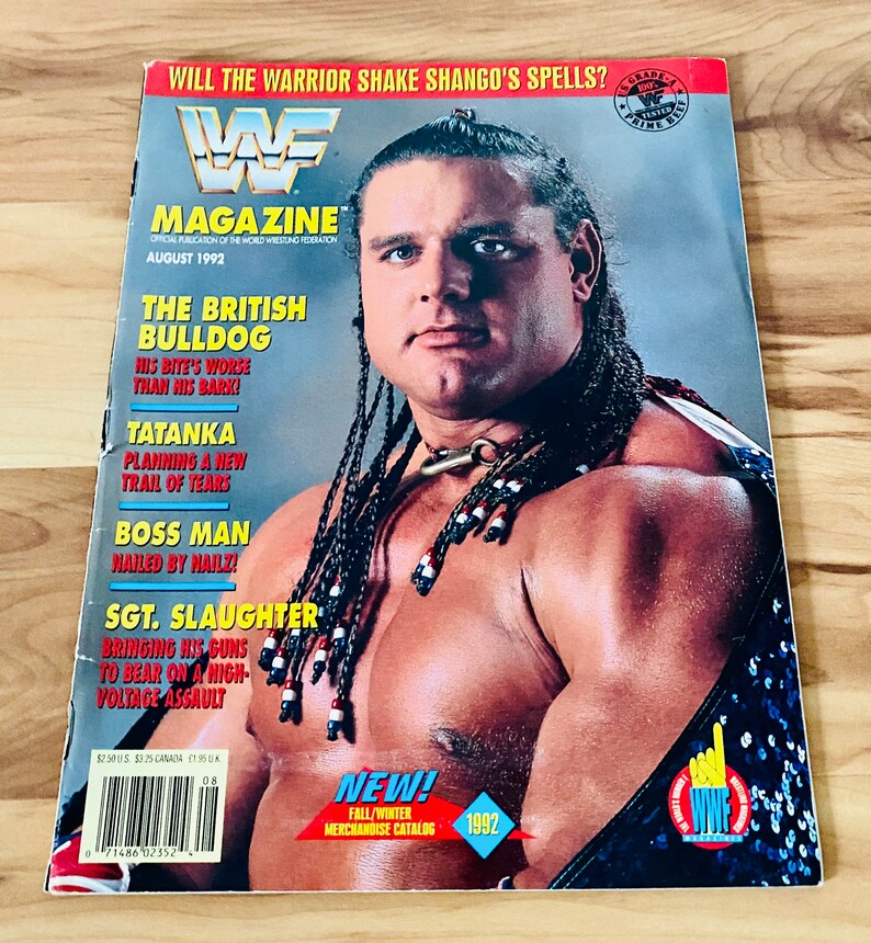 WWF Wrestling Magazine August 1992 British Bulldog Cover WWE - Etsy