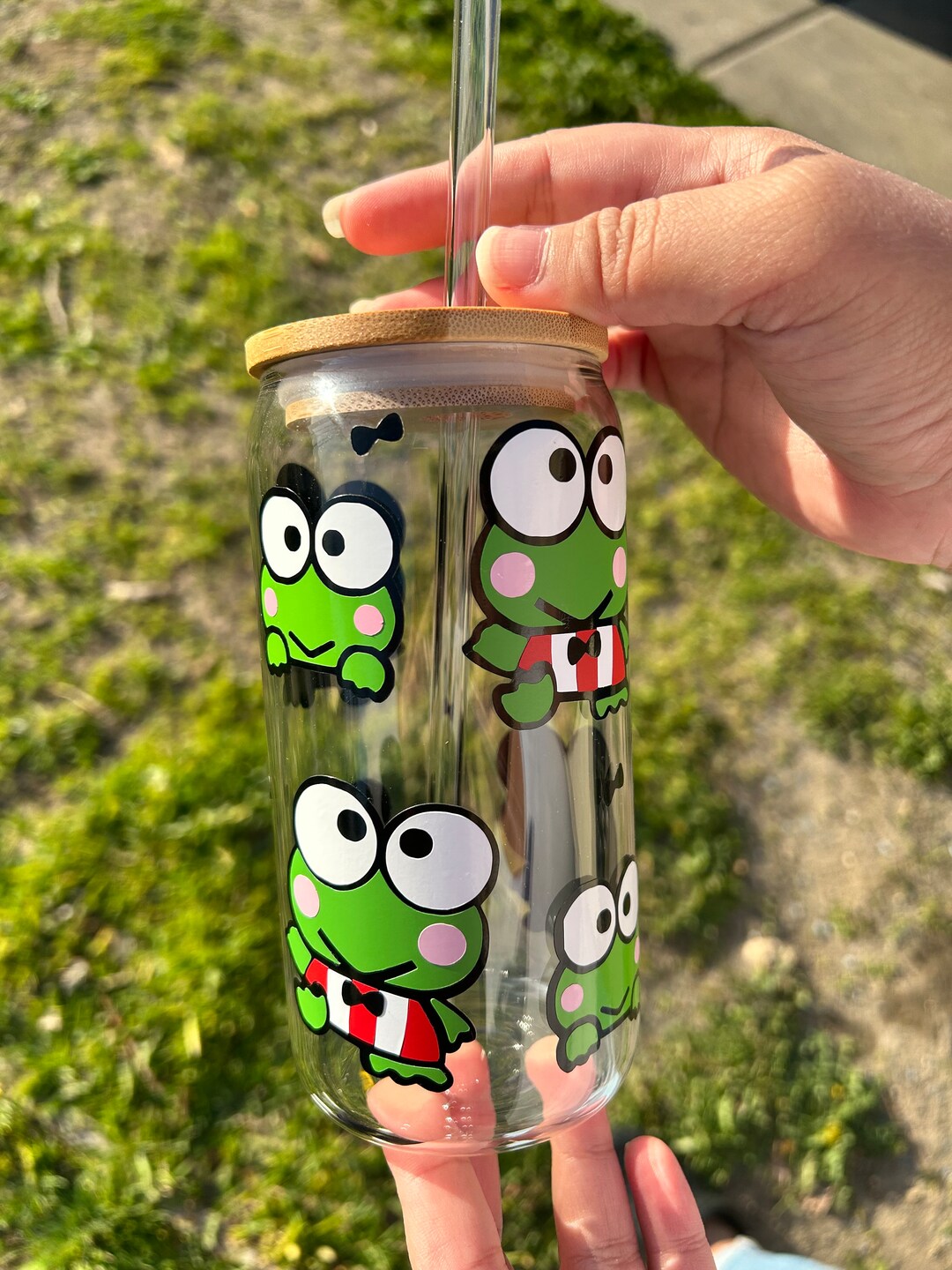 Super Cute Keroppi Tumbler Glass Cup 16 Oz - Etsy