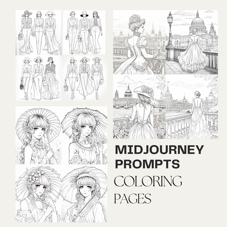 18 Coloring Pages Midjourney Prompts, Prom Dresses, Fashion Sketch for ...