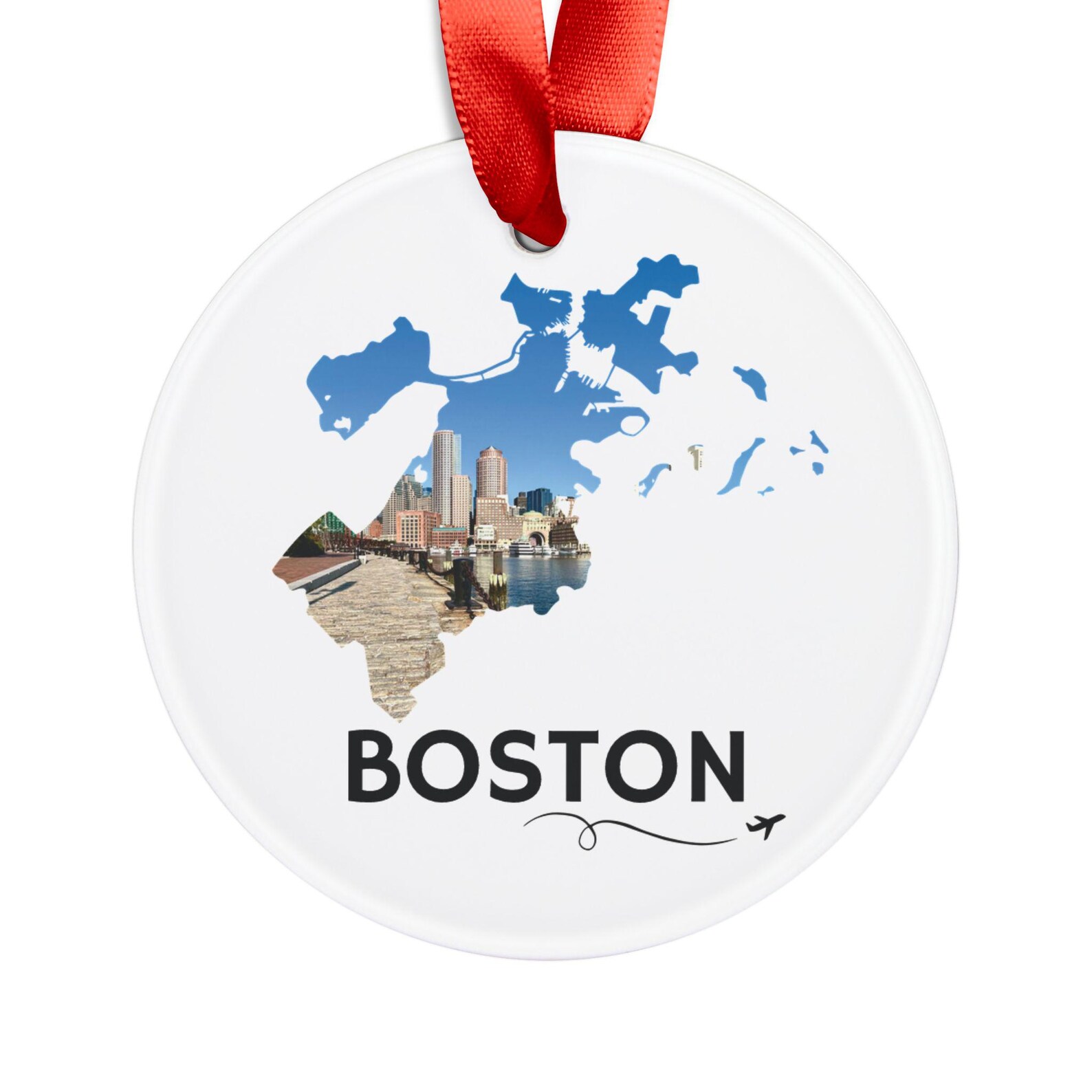 Boston Map Ornament, Acrylic Boston Skyline Christmas Ornament ...