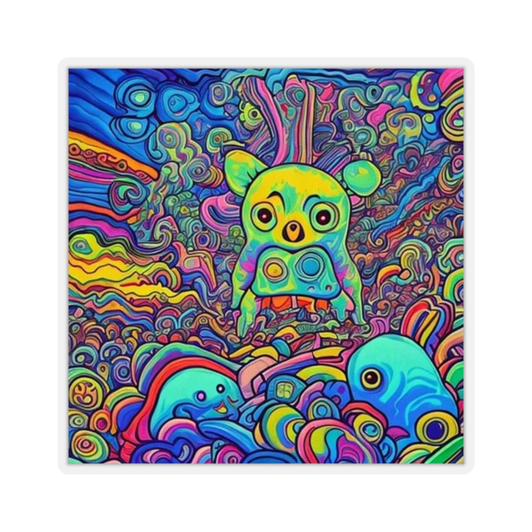 Psychedelic Trippy Teddy Bear Kiss-cut Stickers - Etsy