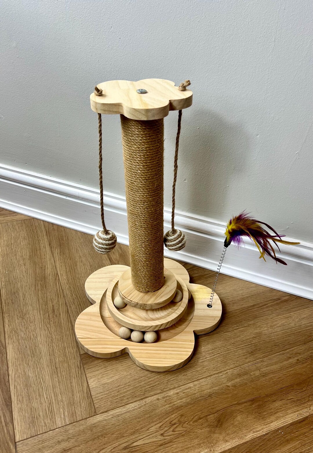 Cat Ball Batting Tower, Interactive Fluffy Toy Ball Cat Furniture, Gift ...