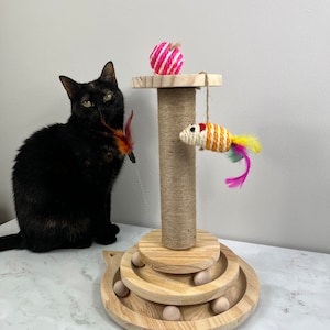 Cat Ball Batting Tower, Interactive Fluffy Toy Ball Cat Furniture, Gift ...