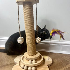 Cat Ball Batting Tower, Interactive Fluffy Toy Ball Cat Furniture, Gift ...