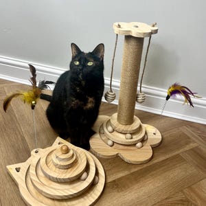 Cat Ball Batting Tower, Interactive Fluffy Toy Ball Cat Furniture, Gift ...