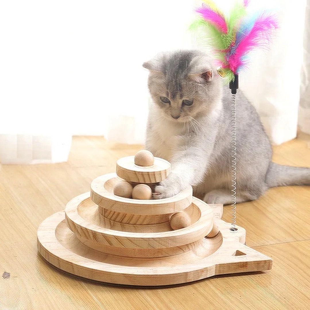 Cat Ball Batting Tower, Interactive Fluffy Toy Ball Cat Furniture, Gift ...